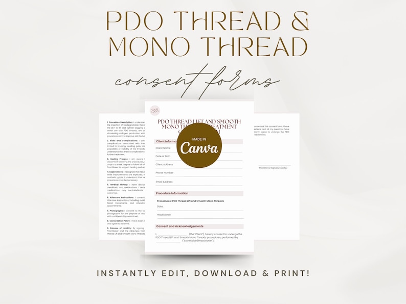 Editable PDO Thread Lift & Smooth Mono Thread Consent Form - Etsy