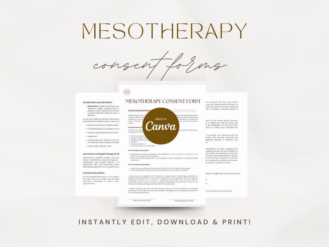 Editable Mesotherapy Facial Injection Treatment Consent Form - Etsy