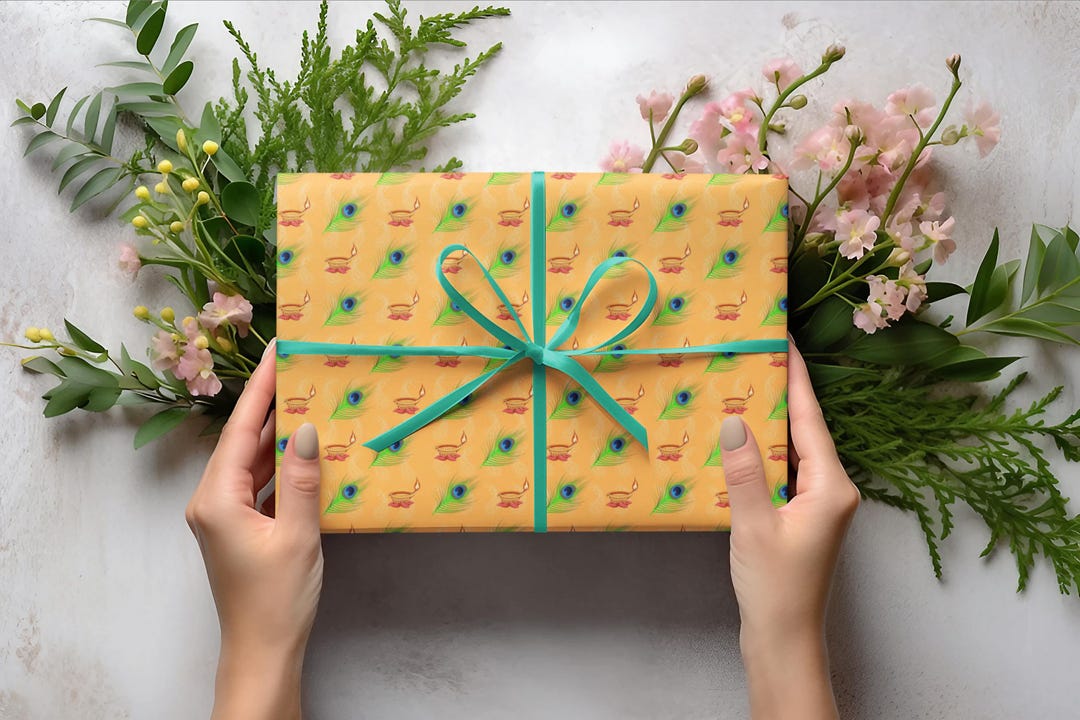 Set of 8 Sheets - 19''x29" - Elegant Diwali Gift Wrappers - Traditional ...