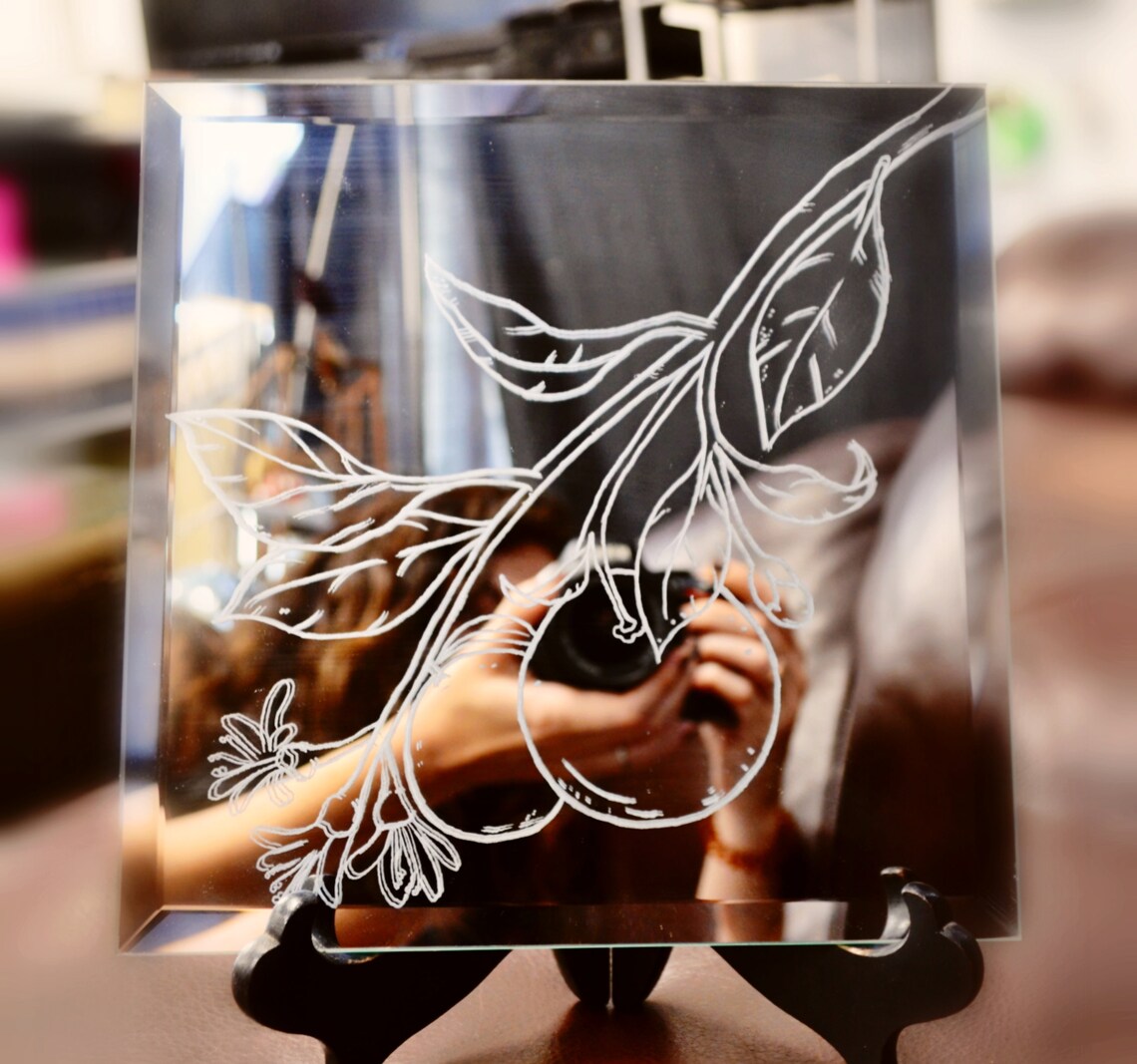 Hand Engraved Orange Blossom Mirror - Etsy