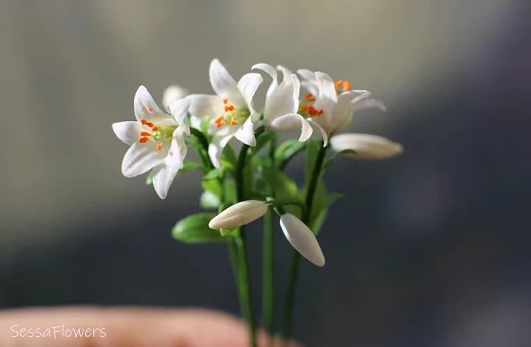 Miniature Lily Flower Handmade Lily Flower Miniature Flower 1:12 Clay ...