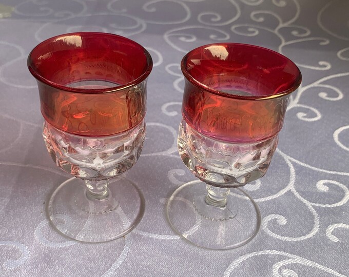 Vintage Kings Crown Ruby Flash Thumbprint Depression Cordial Glasses - Etsy
