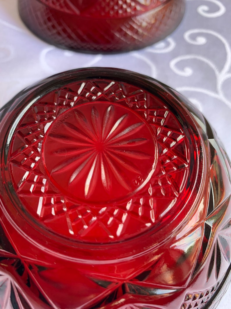 Vintage Cristal D'arques Small Ruby Red Bowls - Etsy