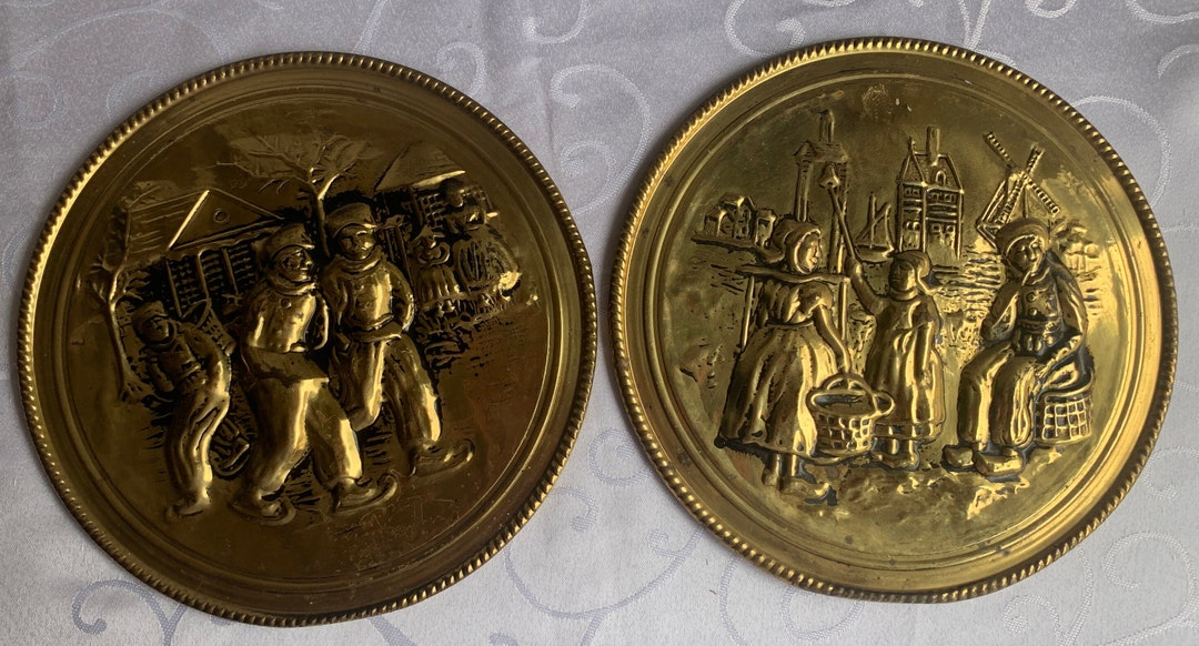 Vintage Dutch Brass Wall Hangings - Elpec England - Etsy