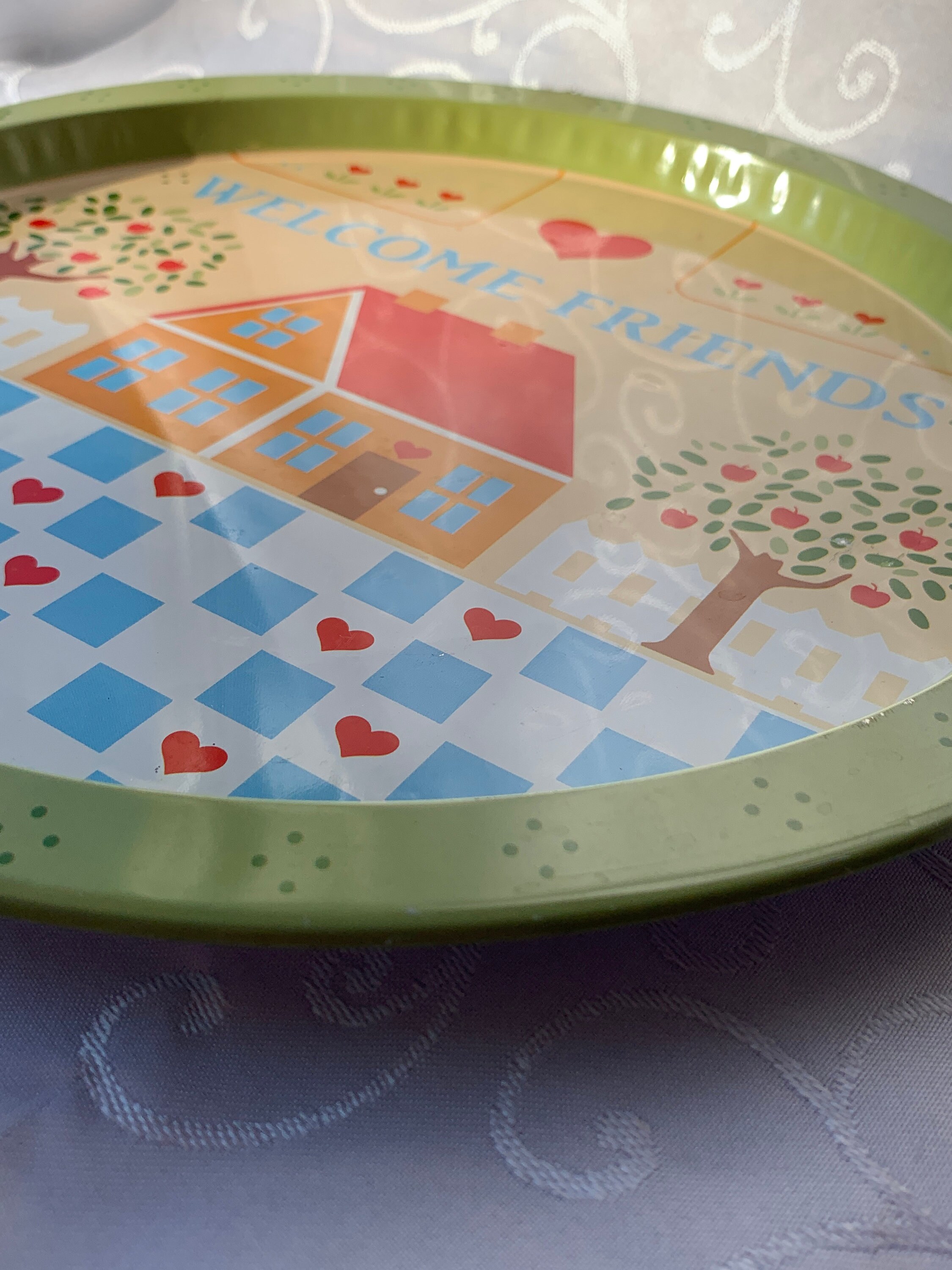 Vintage "welcome Friends" Metal Tray - Etsy