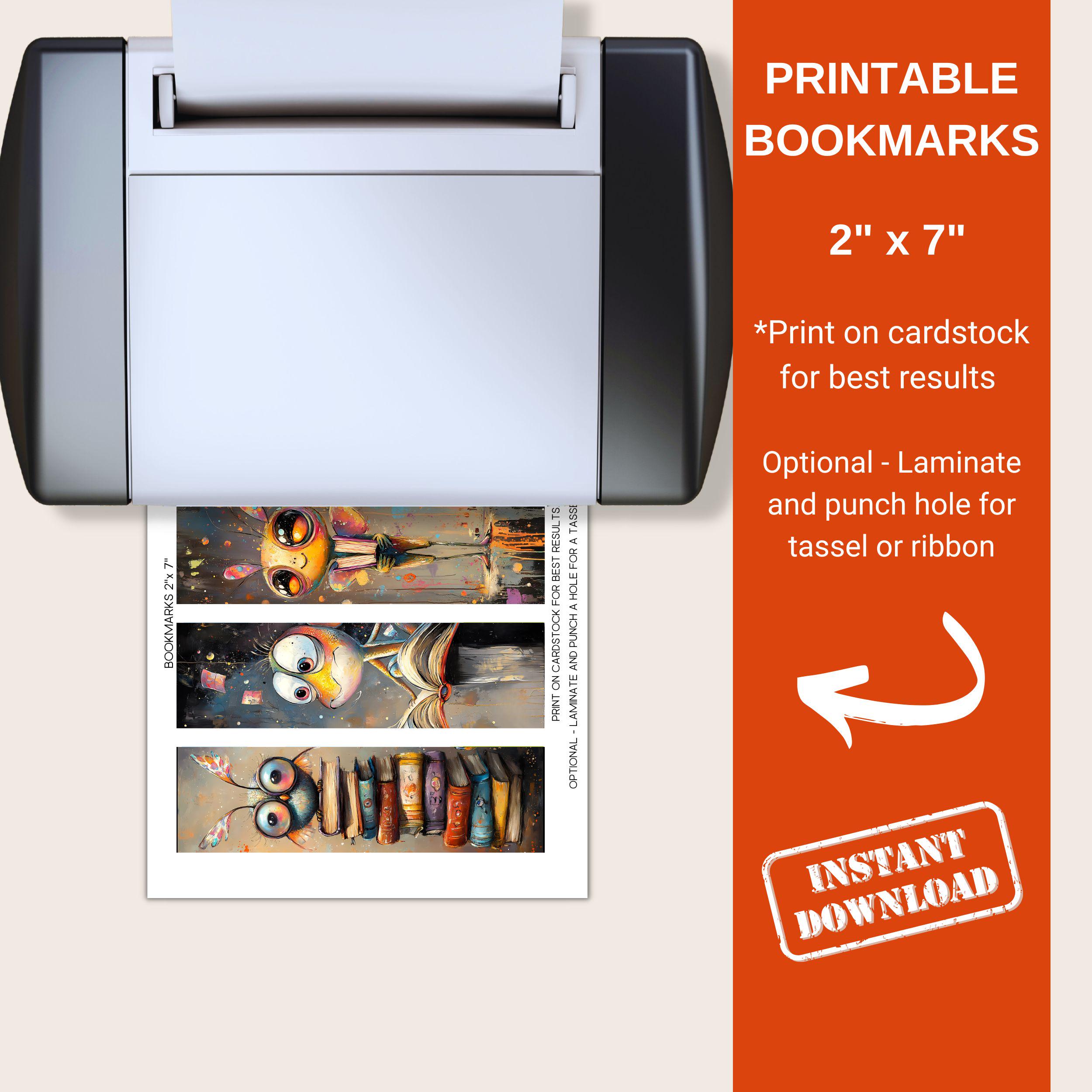 Whimsical Bookworm Bookmark Designs, Printable Cute Bookmark Bundle ...