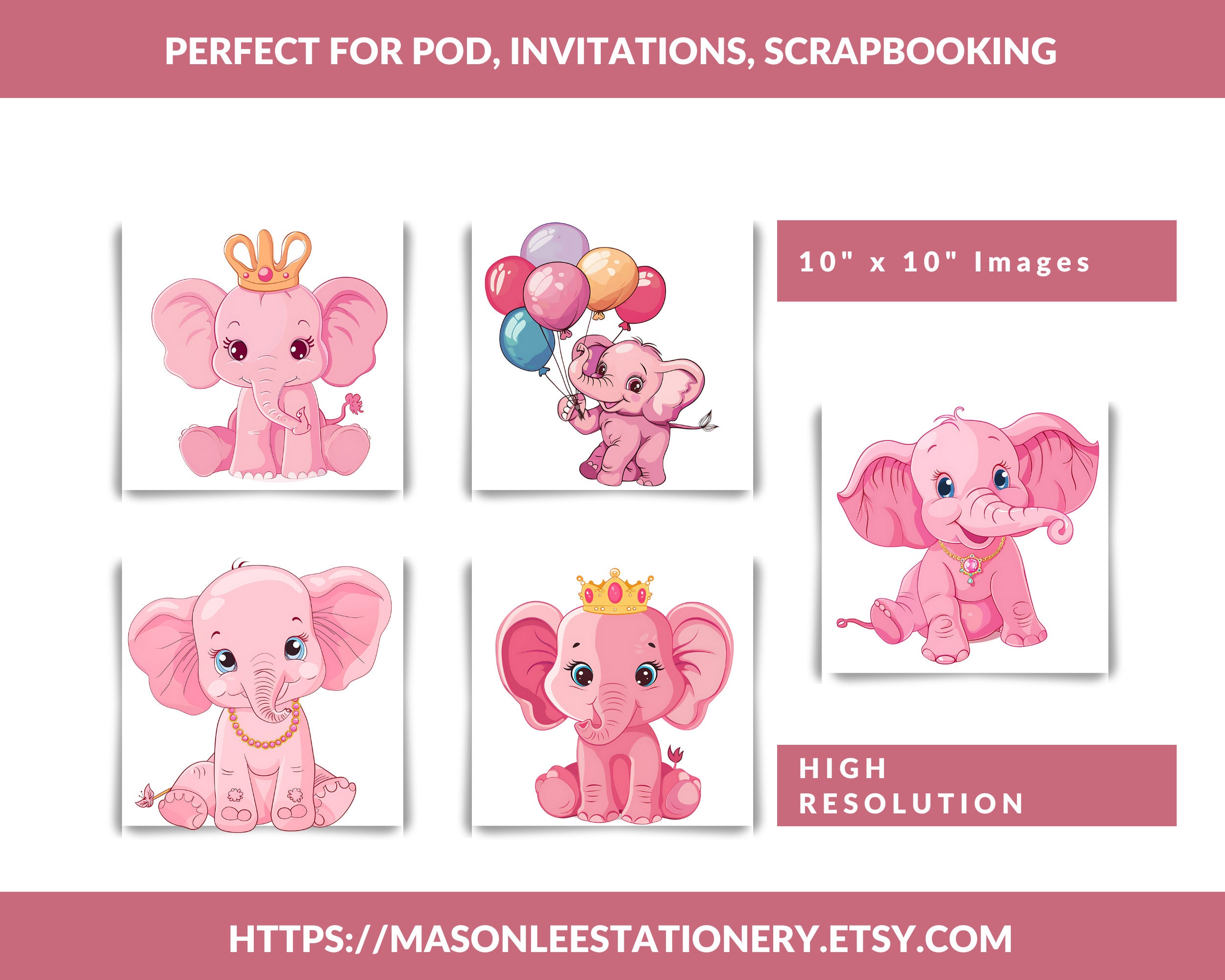 Elephant Clipart Bundle, Pink and Blue Elephant Images, PLUS 4 Bonus ...