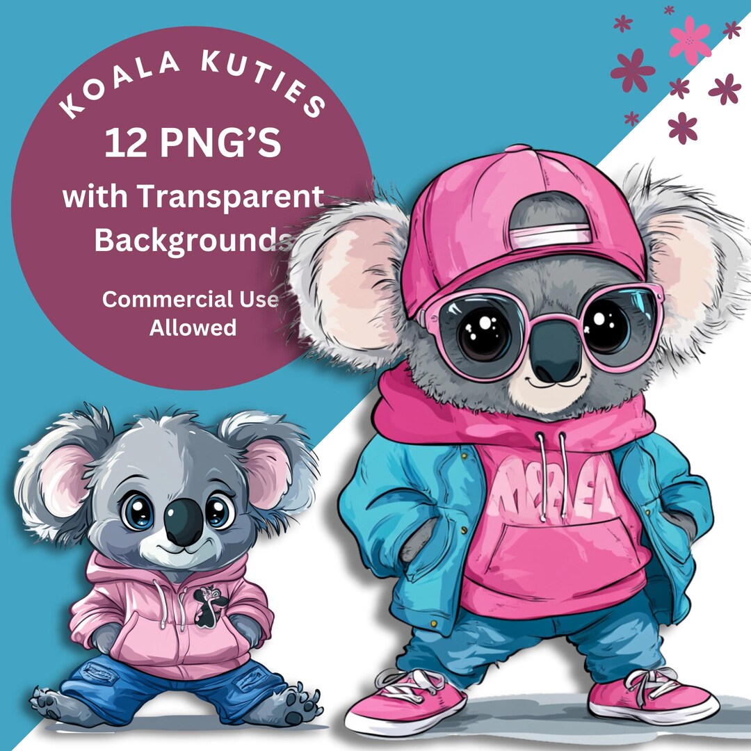 Cute Koala Bear Clipart, Australian Animal Clipart, Perfect for POD ...