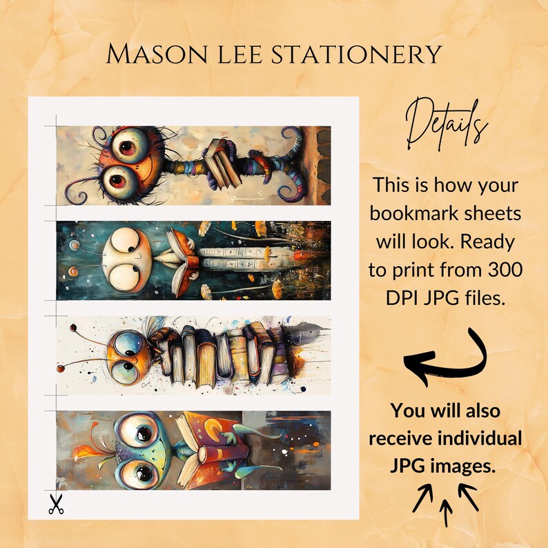 Whimsical Bookworm Bookmark Designs, Printable Cute Bookmark Bundle ...