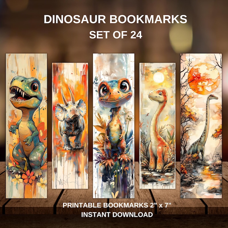 Dinosaur Bookmark Designs, Printable Bookmark Bundle, Cute Bookmarks ...