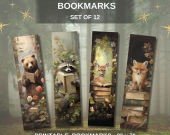 Whimsical Bookworm Bookmark Designs, Printable Cute Bookmark Bundle ...