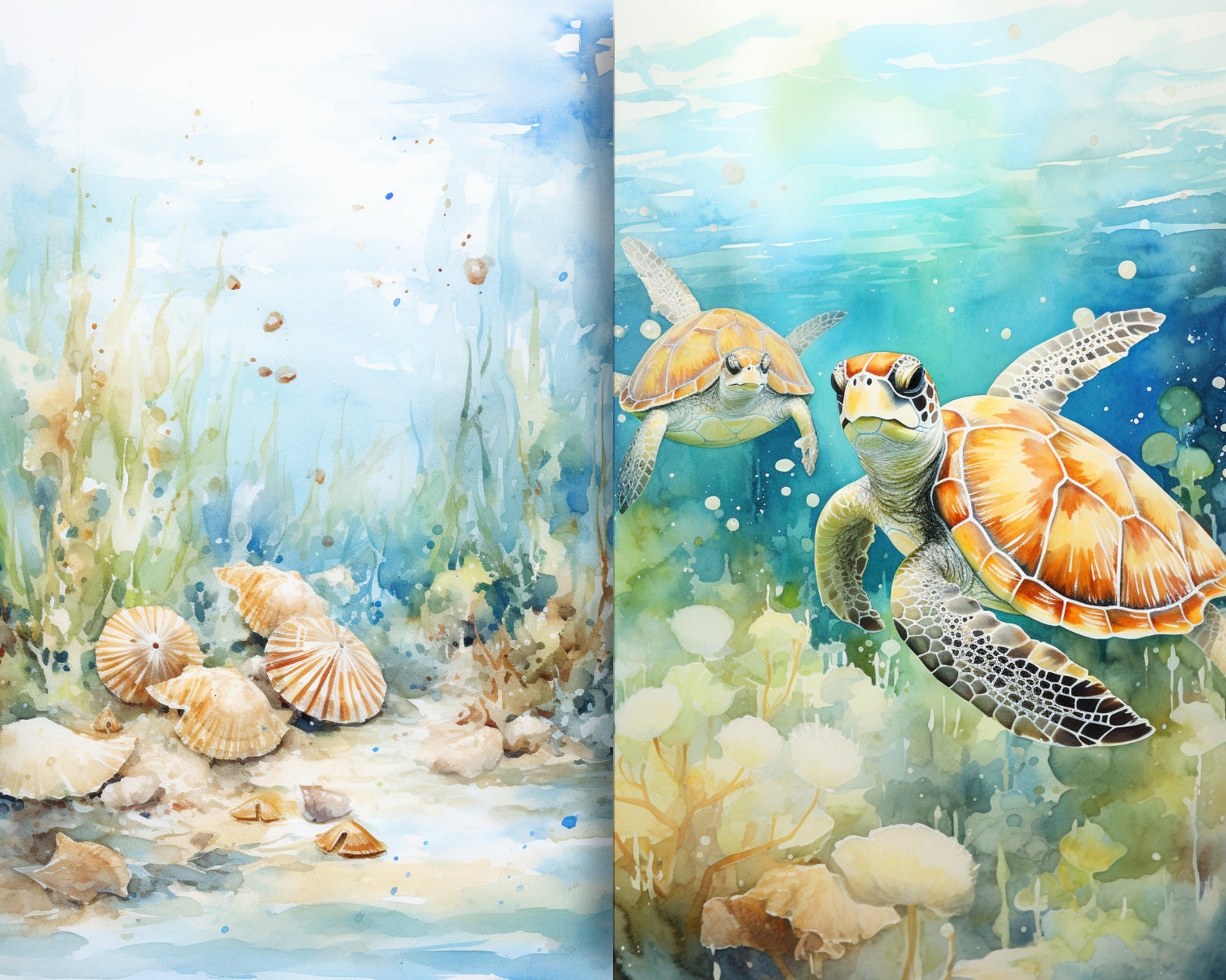 Blue Ocean Nautical Sea Themed Junk Journal Pages, Watercolor Printable ...