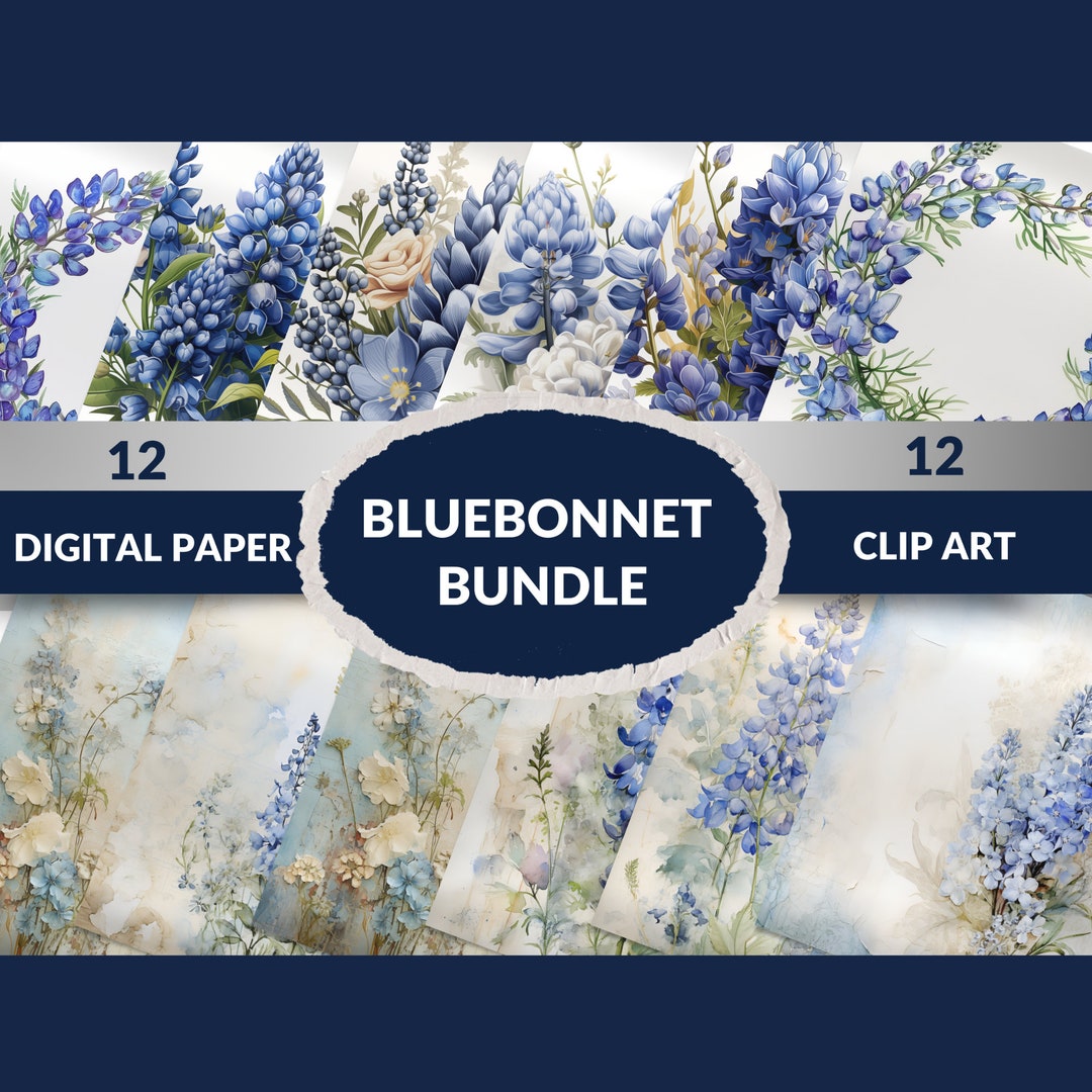Bundle of Bluebonnet Patterns Digital Junk Journal Paper and Texas ...