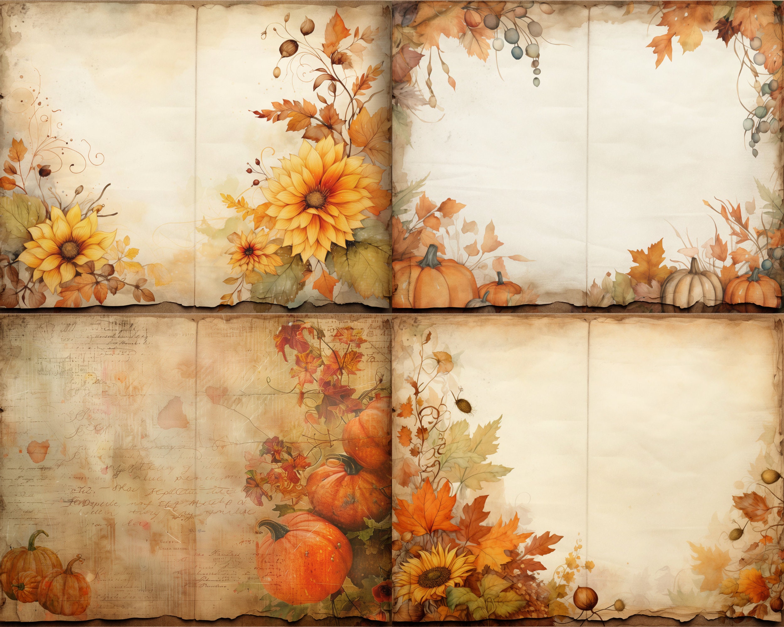 Fall Background Junk Journal Digital Paper and Seamless Pattern Bundle ...