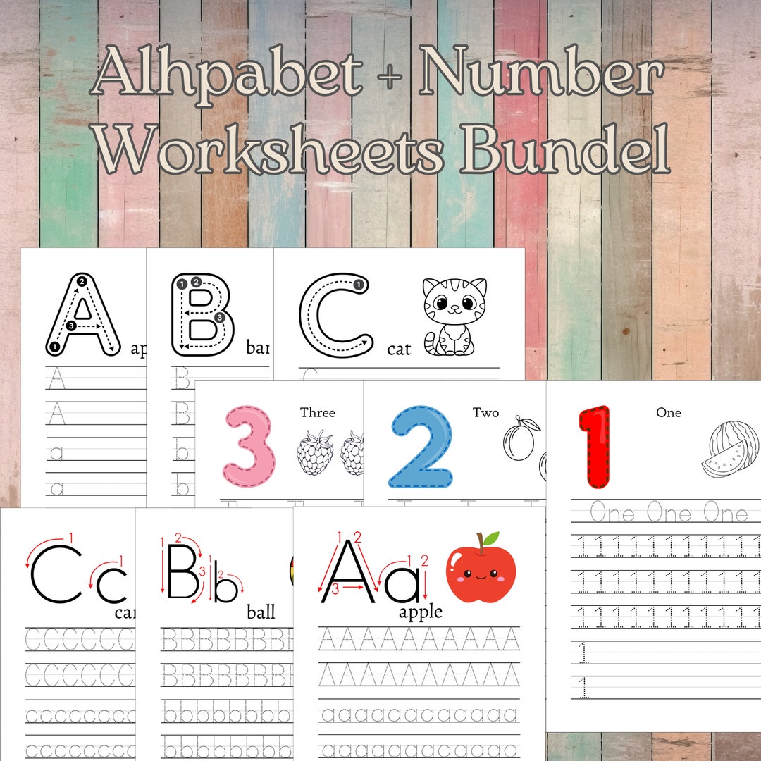 Pre-k + Kindergarten Learning Bundle Bundle Alphabet Number Worksheets ...