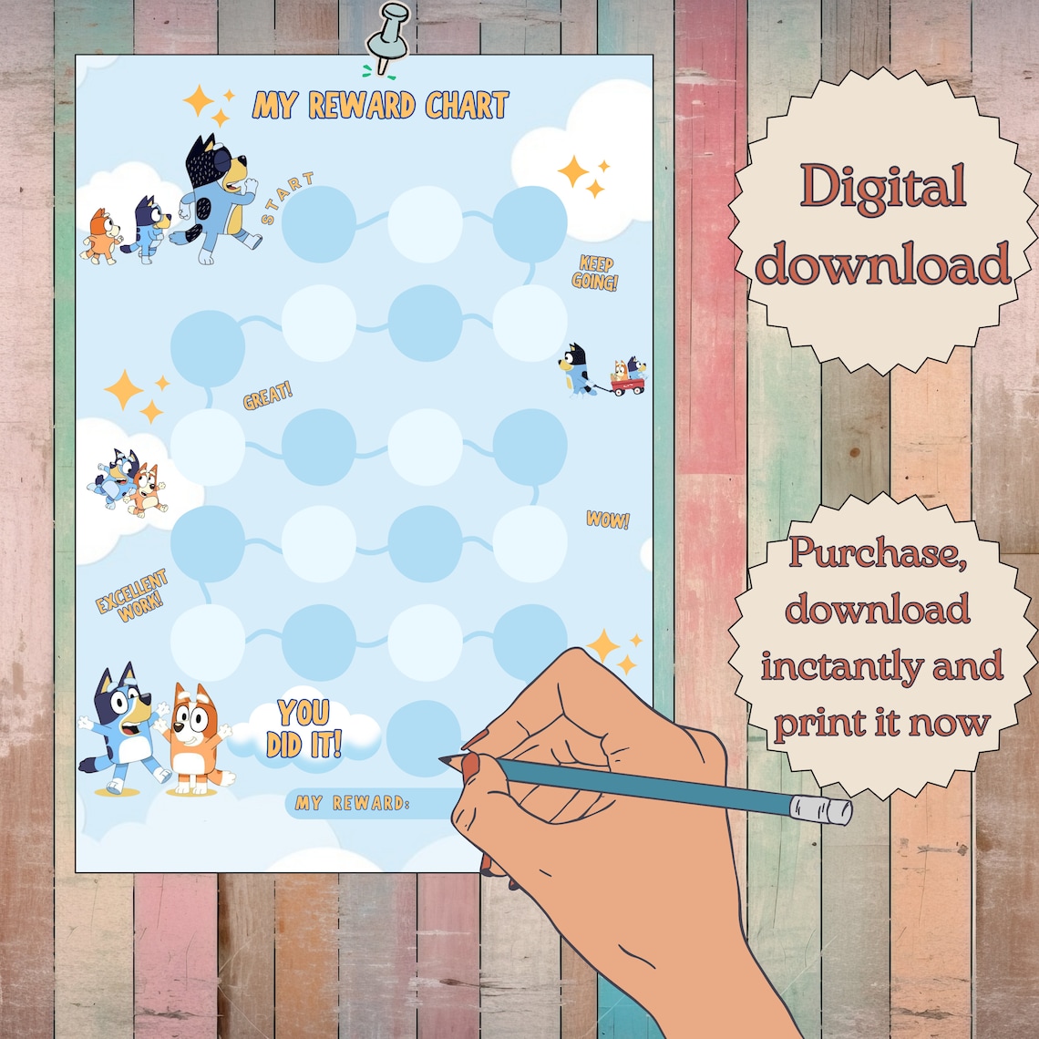 Bluey Potty Chart Printable Bluey Kids Behavior Chart Instant Download ...