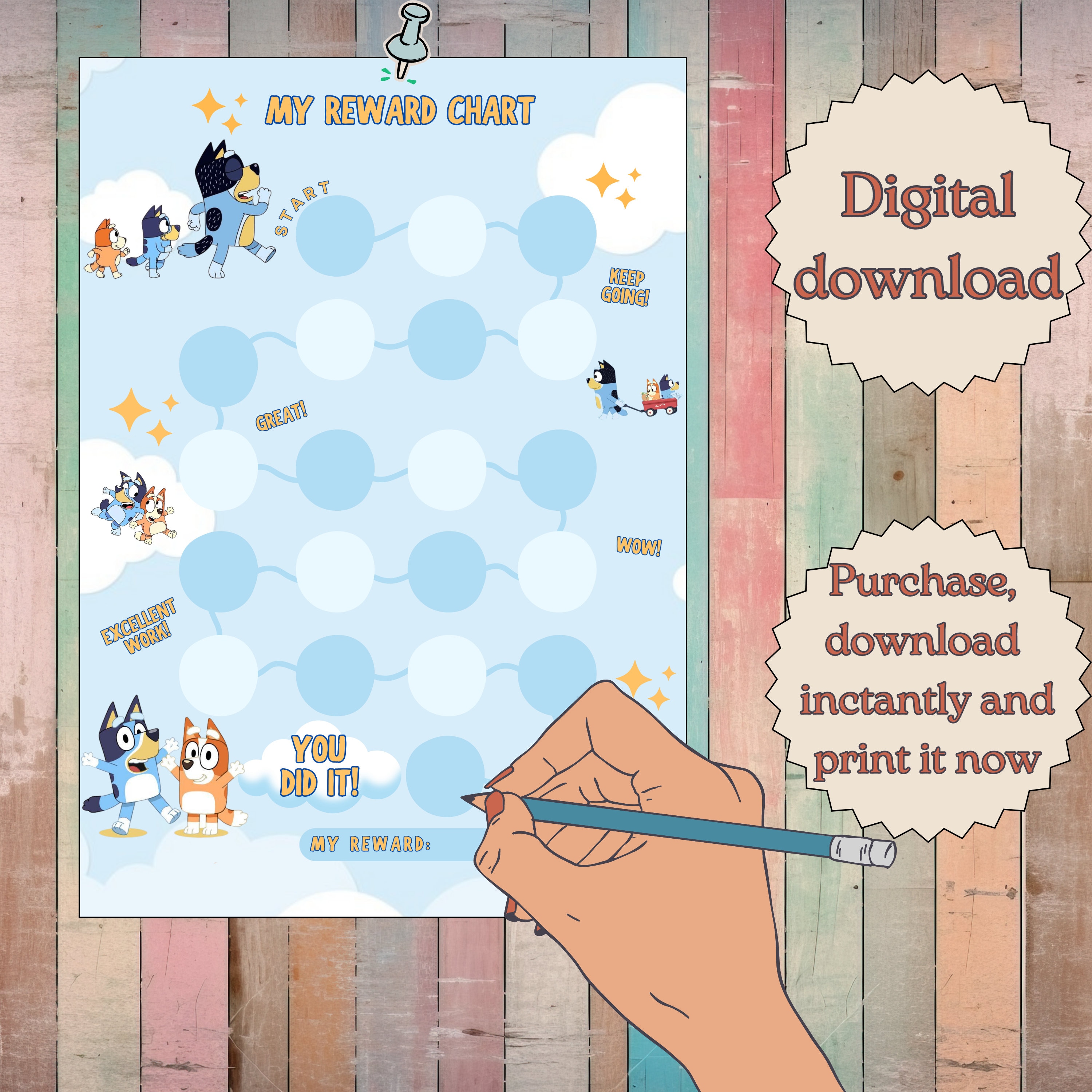 Bluey Potty Chart Printable Bluey Kids Behavior Chart Instant Download ...