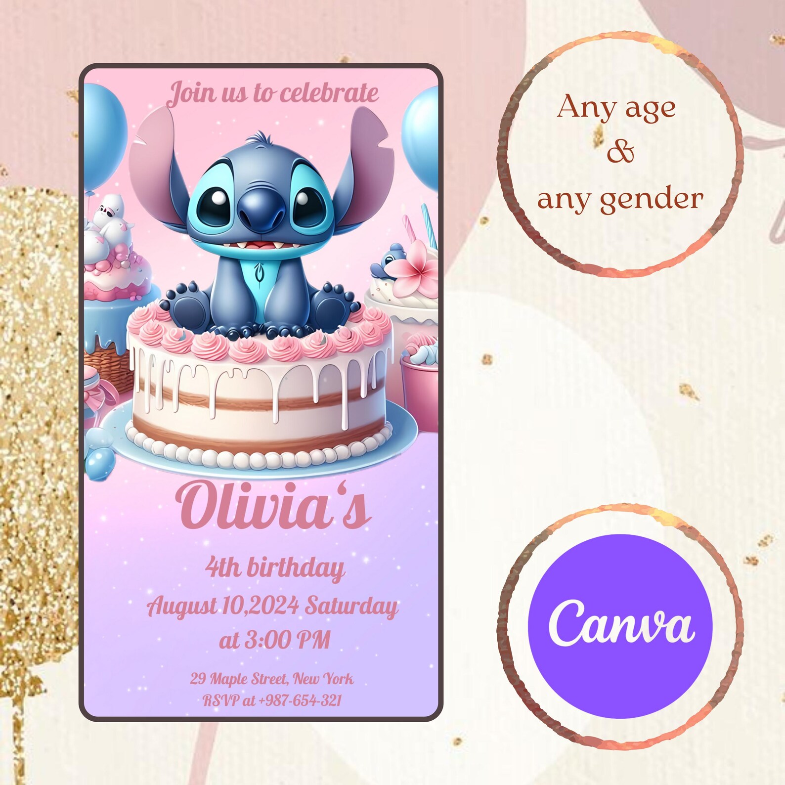 Stitch Birthday Invitation Stitch and Lilo Birthday Print or Share ...