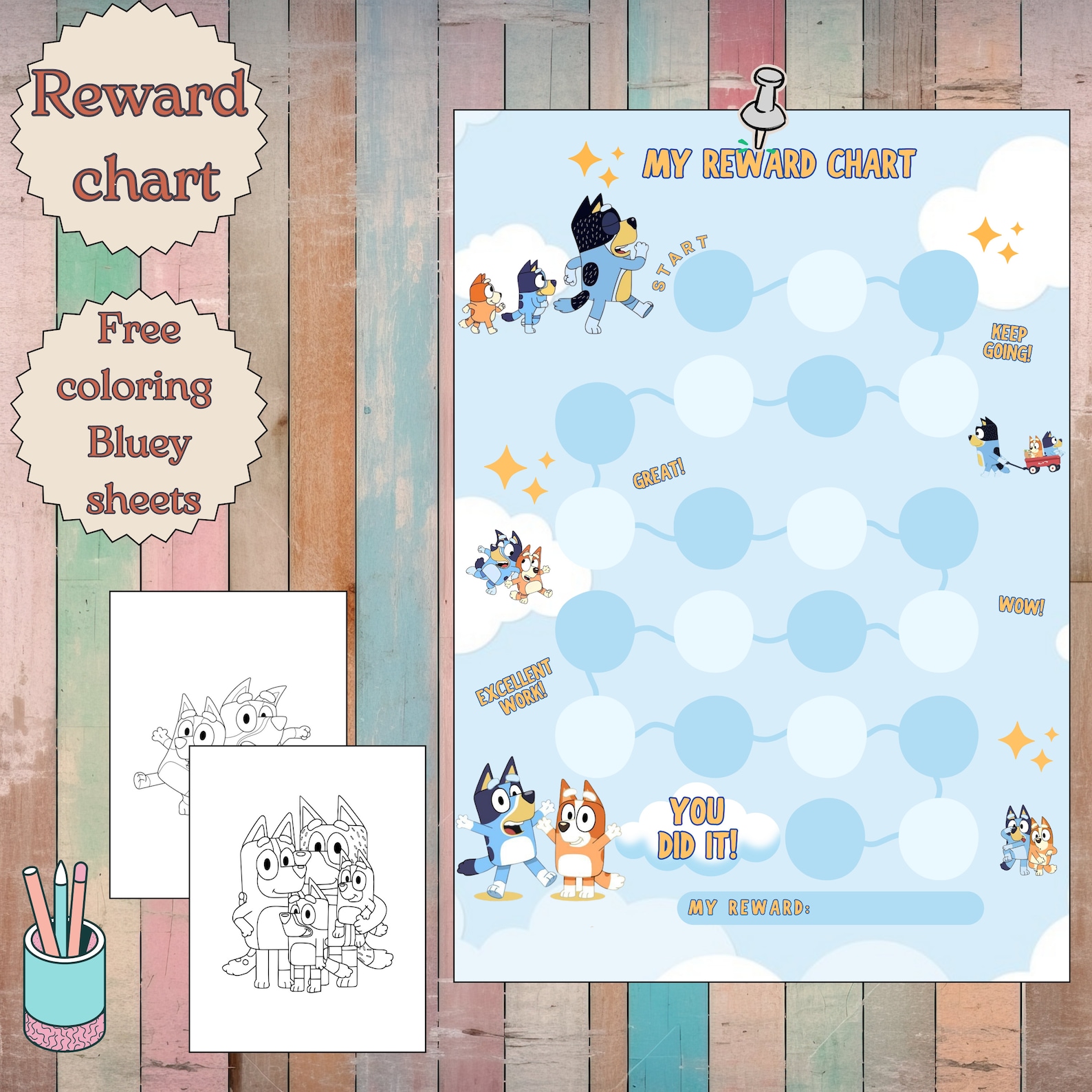Bluey Potty Chart Printable Bluey Kids Behavior Chart Instant Download ...