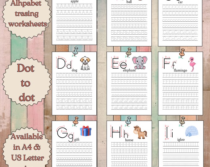 26 Printable Trace the Alphabet Worksheets. Preschool-kdg Phonics ...