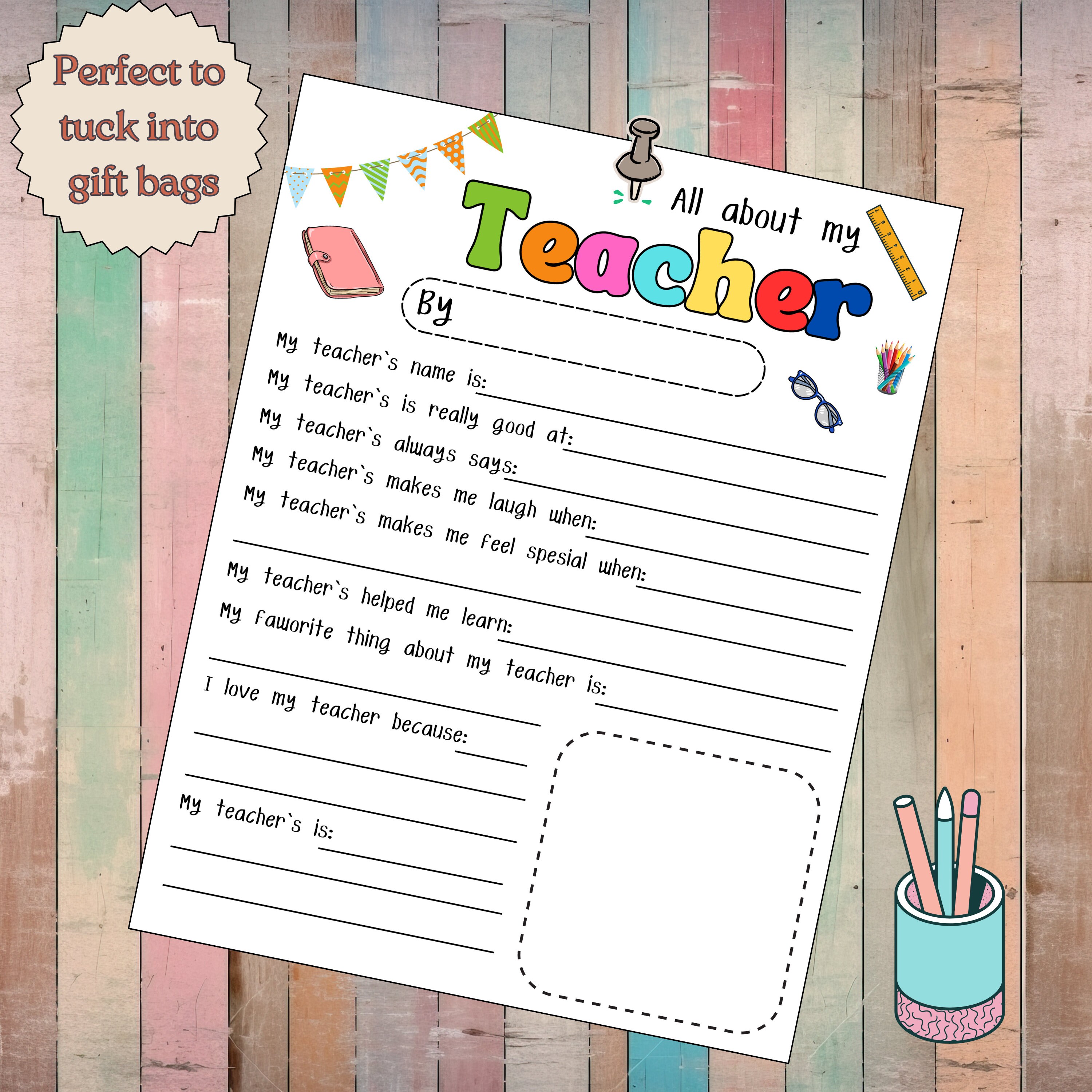 Teacher Appreciation Week Printable Teacher Appreciation Gift Thank You ...