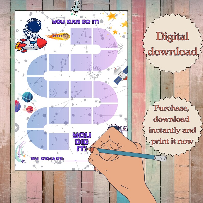 Space Reward Chart Printable Space Kids Behavior Chart Instant Download ...