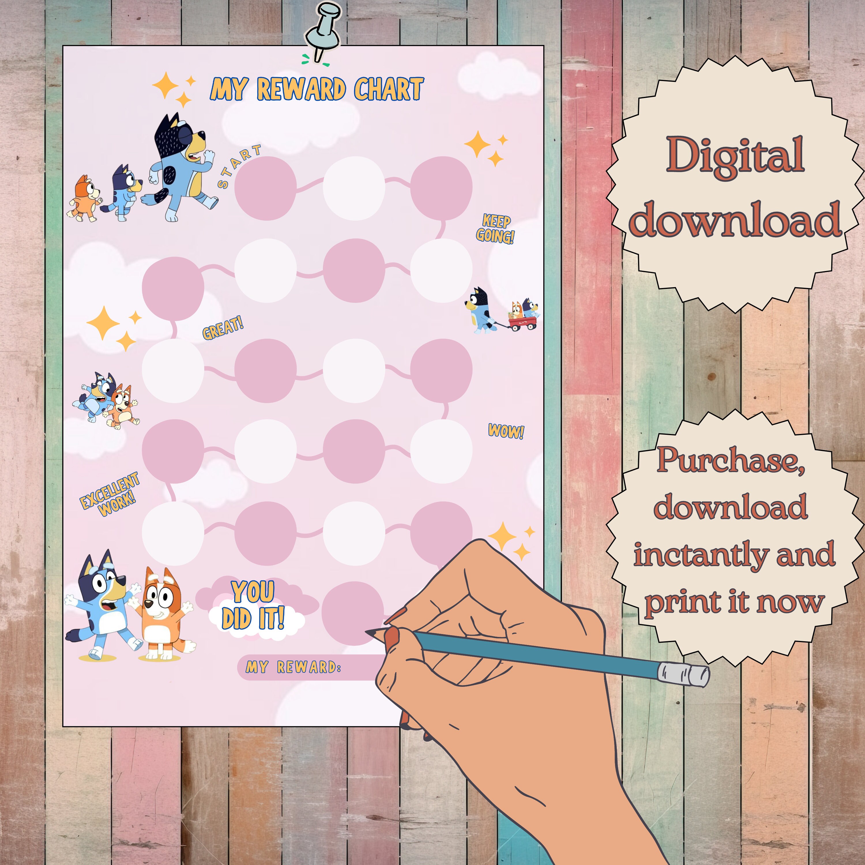 Bluey Potty Chart Printable Bluey Kids Behavior Chart Instant Download ...