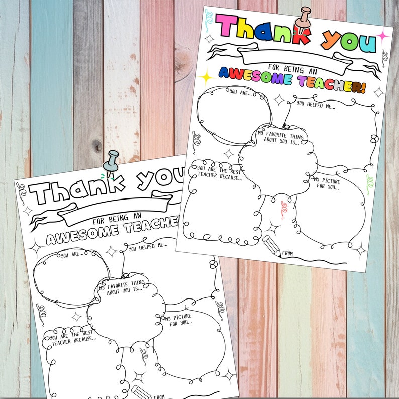 Thank You Coloring Page Teacher Appreciation Week Printable Teacher ...