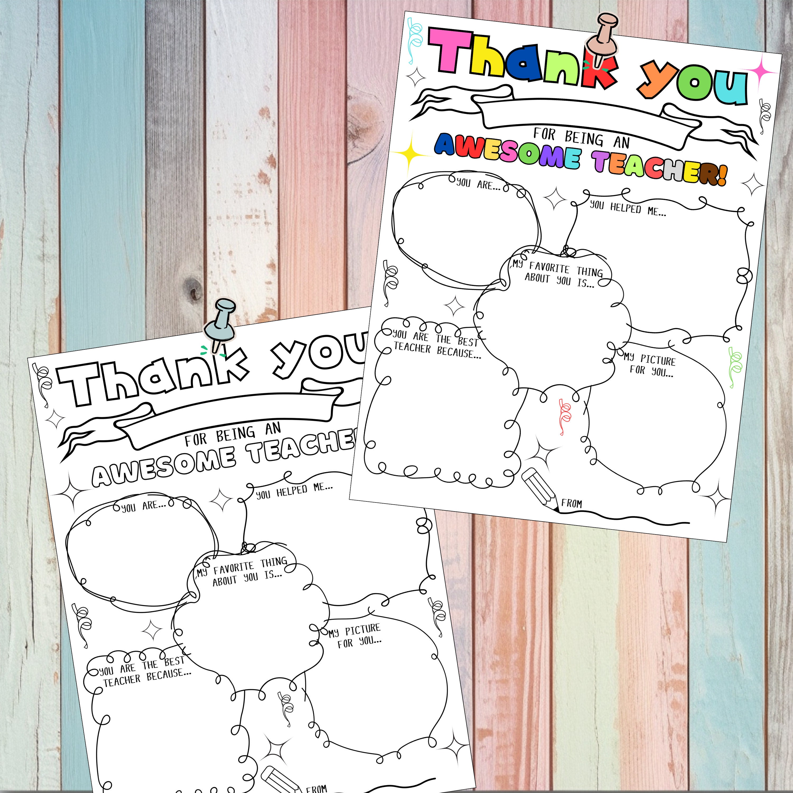 Thank You Coloring Page Teacher Appreciation Week Printable Teacher ...