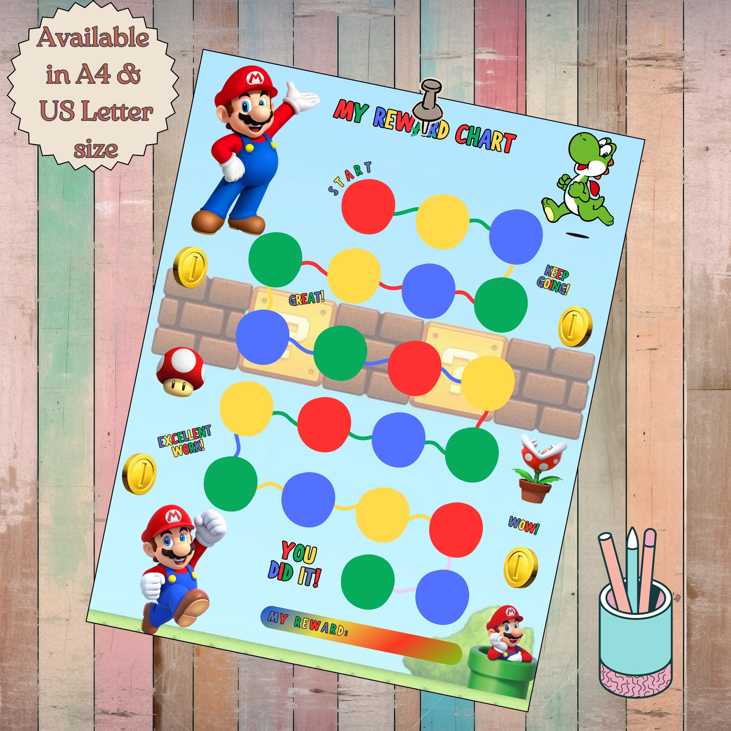 Super Mario Reward Chart for Kids Reward Chore Chart Behavior Chart ...