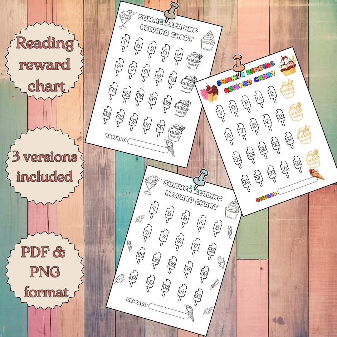Summer Ice Pop Reading Chart Reading Reward Chart Printable Coloring ...