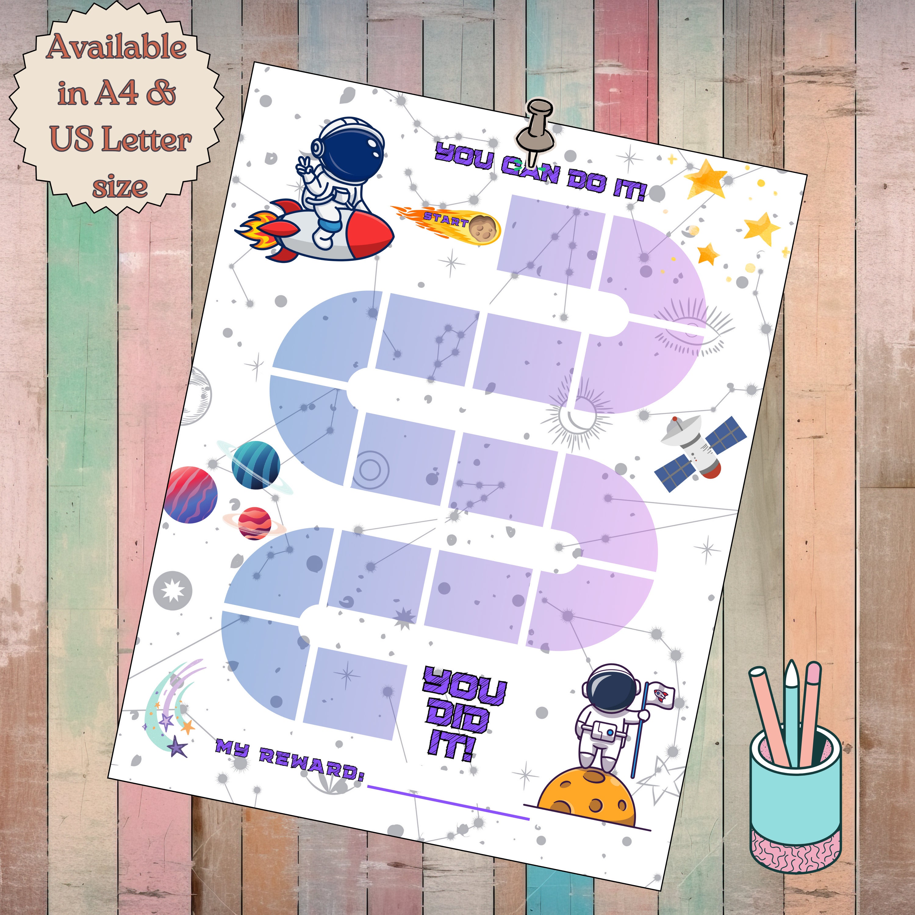 Space Reward Chart Printable Space Kids Behavior Chart Instant Download ...