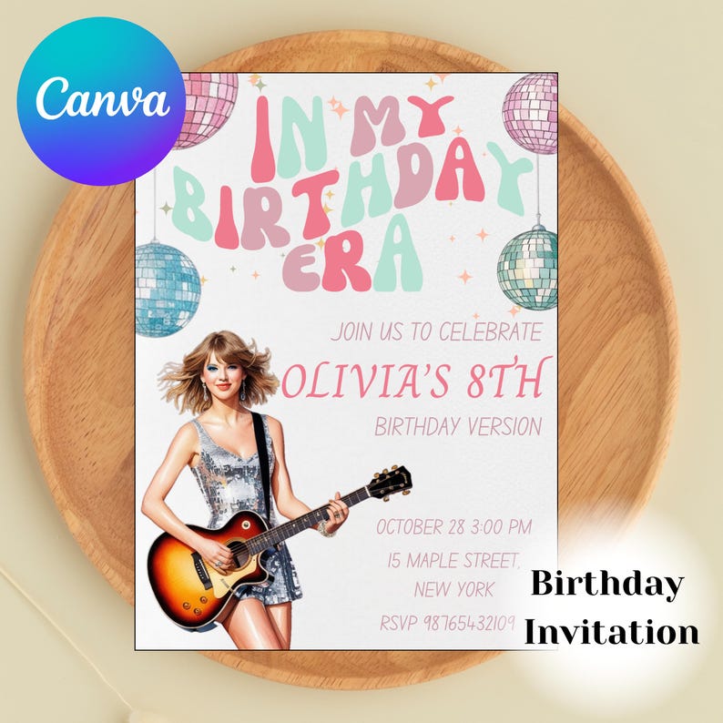 Taylor Swift My Birthday Era Invitation Digital Printable My Birthday ...