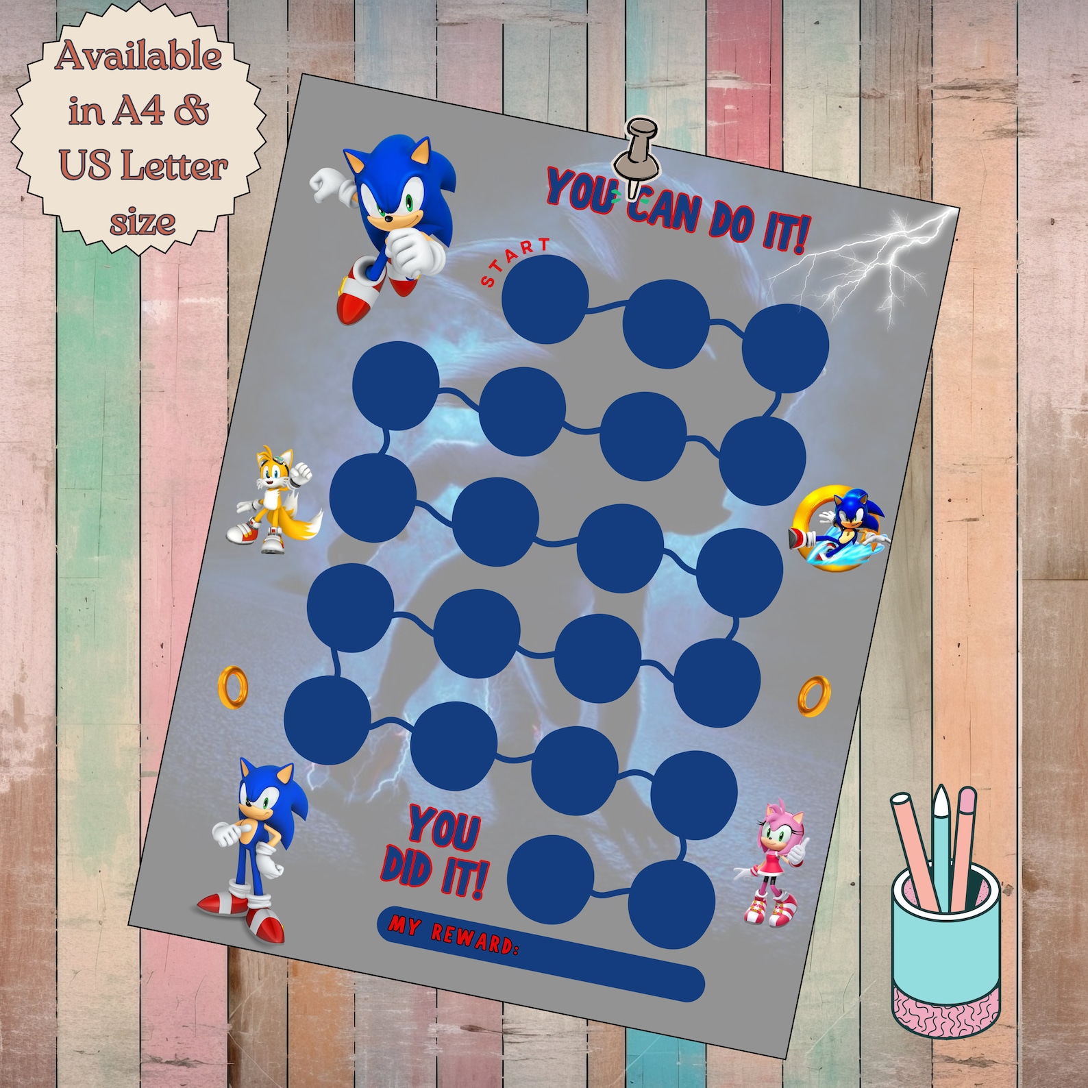 Sonic Reward Chart Printable Sonic Kids Behavior Chart Instant Download ...