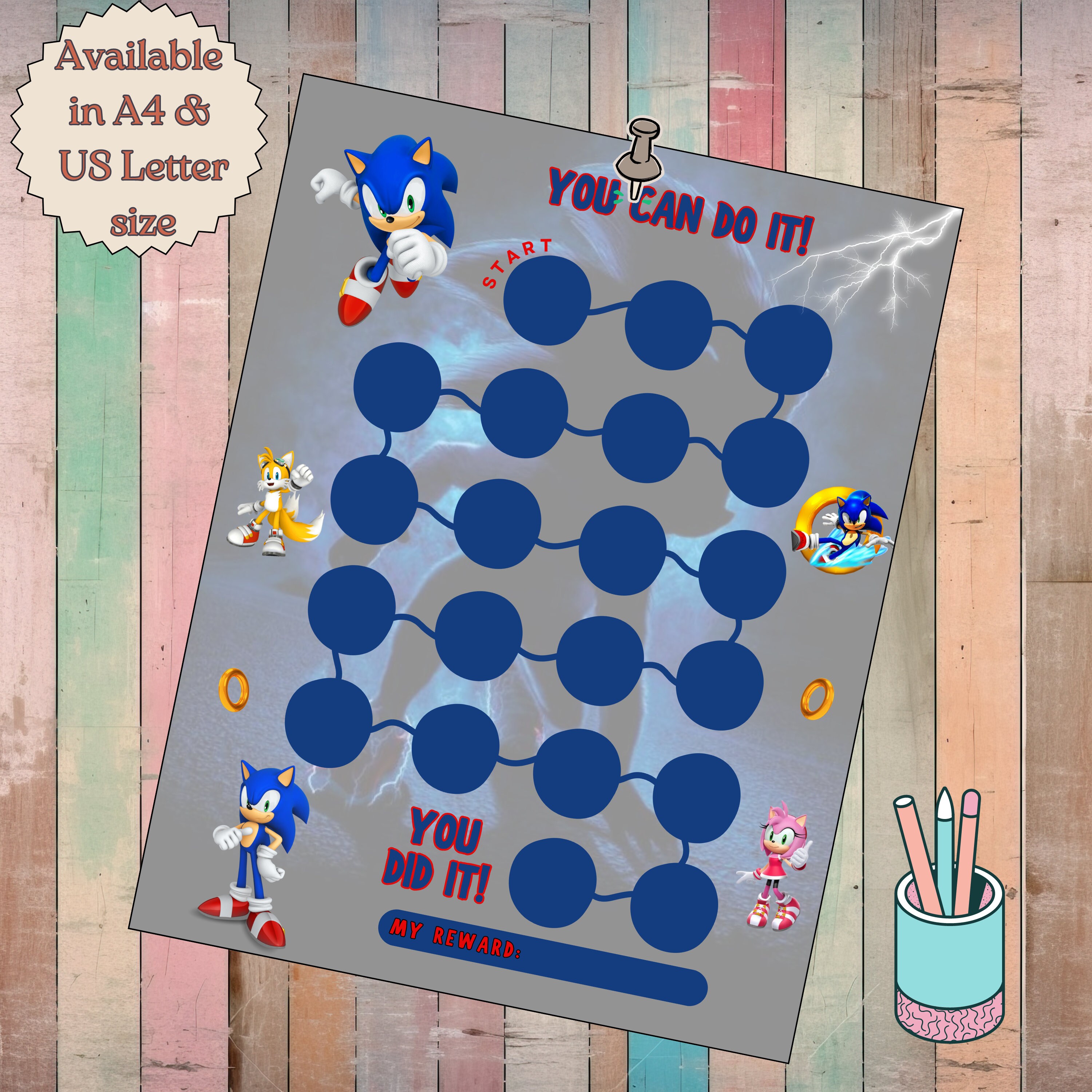 Sonic Reward Chart Printable Sonic Kids Behavior Chart Instant Download ...
