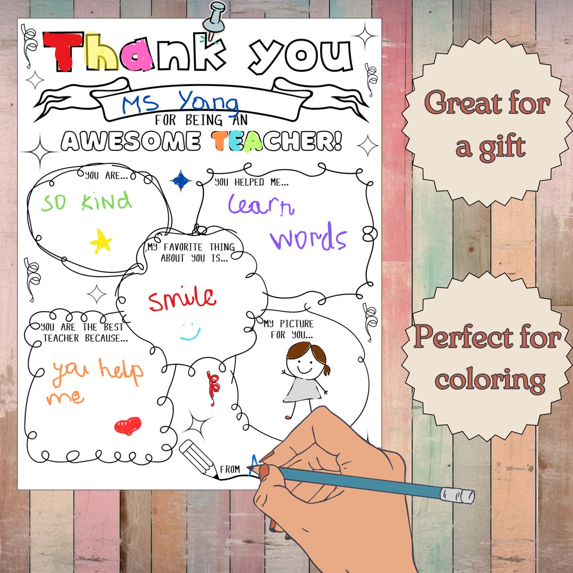 Thank You Coloring Page Teacher Appreciation Week Printable Teacher ...