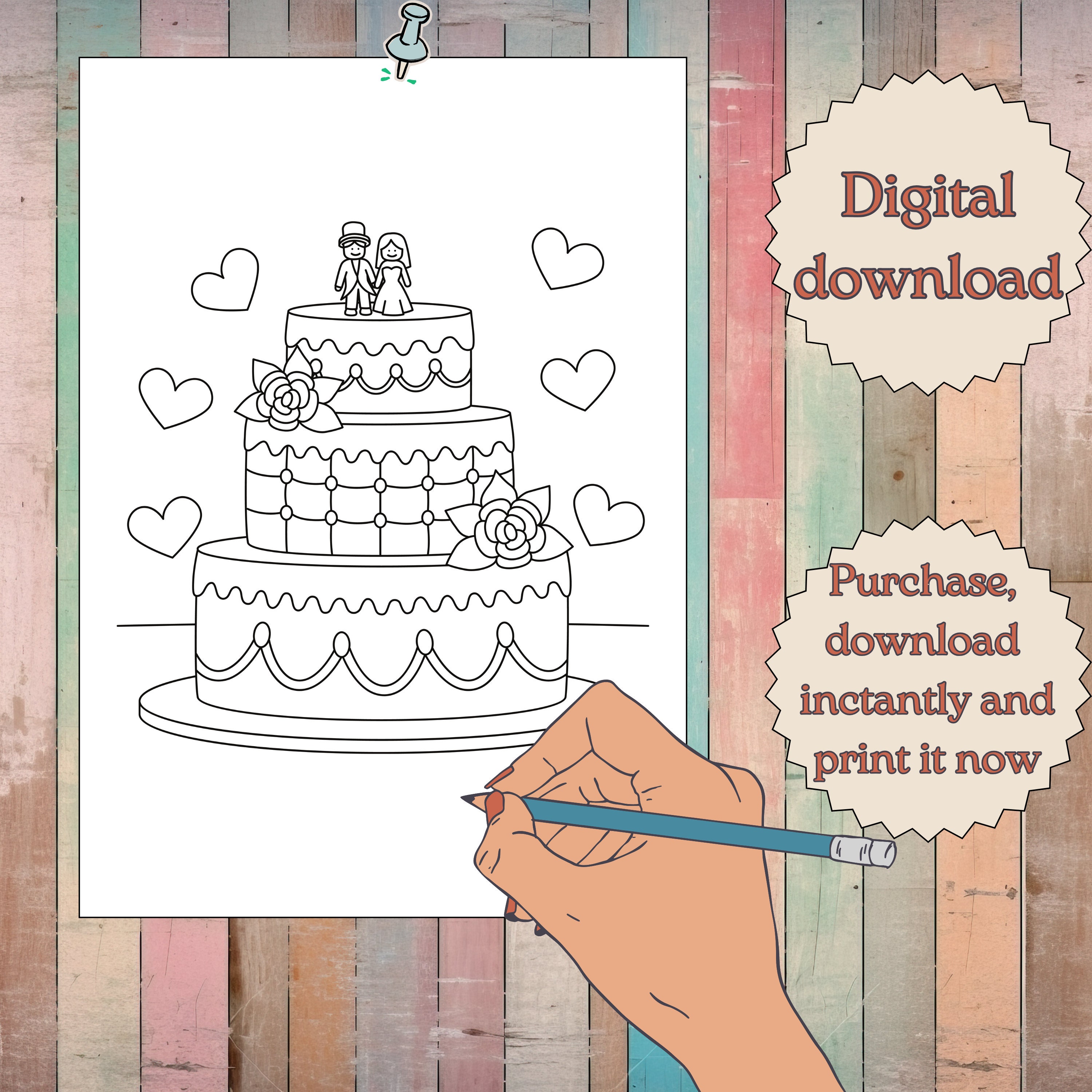 Wedding Coloring Pages Instant Download Coloring Pages for Kids ...