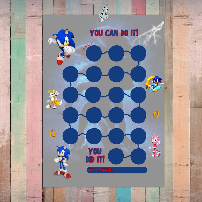 Sonic Reward Chart Printable Sonic Kids Behavior Chart Instant Download ...