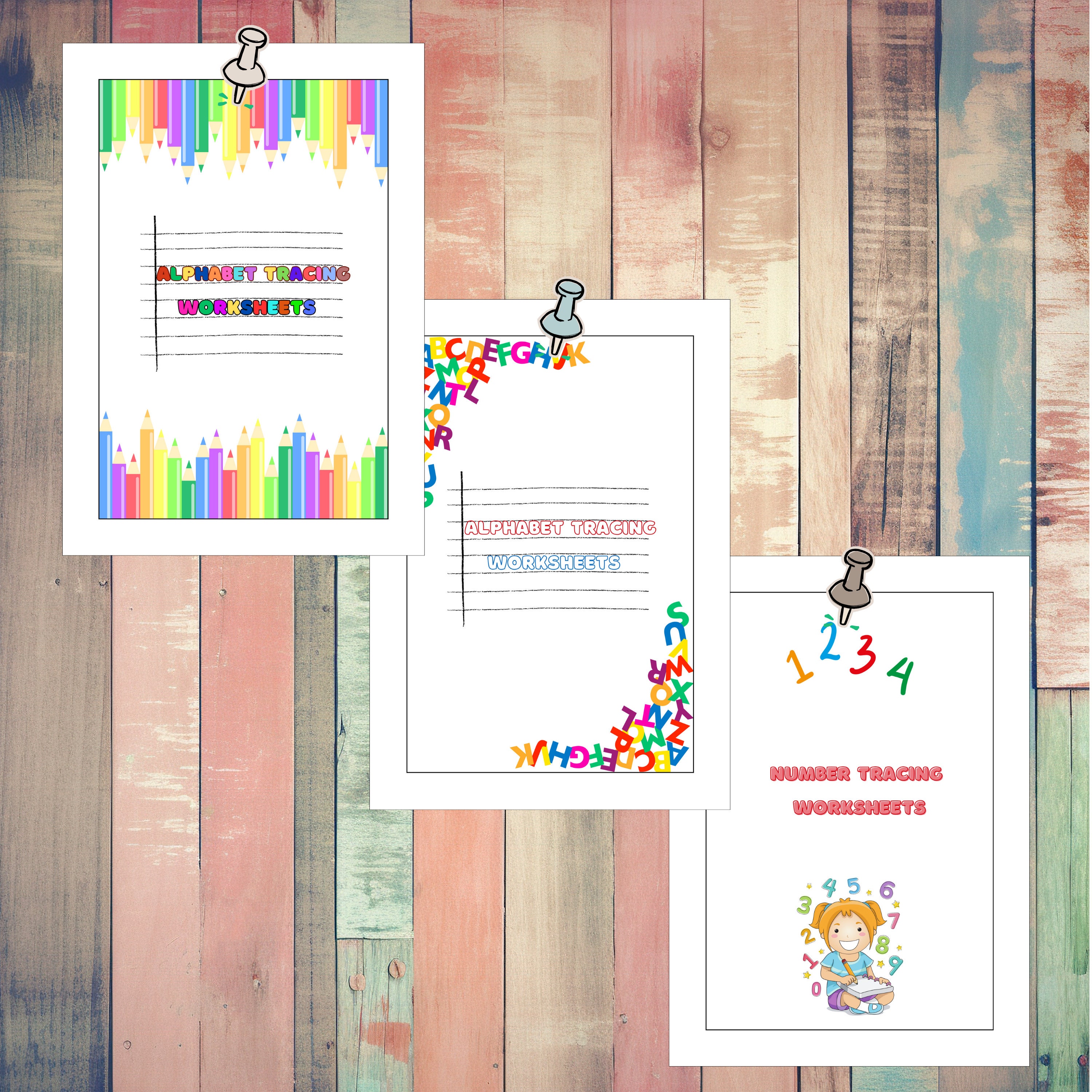 Pre-k + Kindergarten Learning Bundle Bundle Alphabet Number Worksheets ...