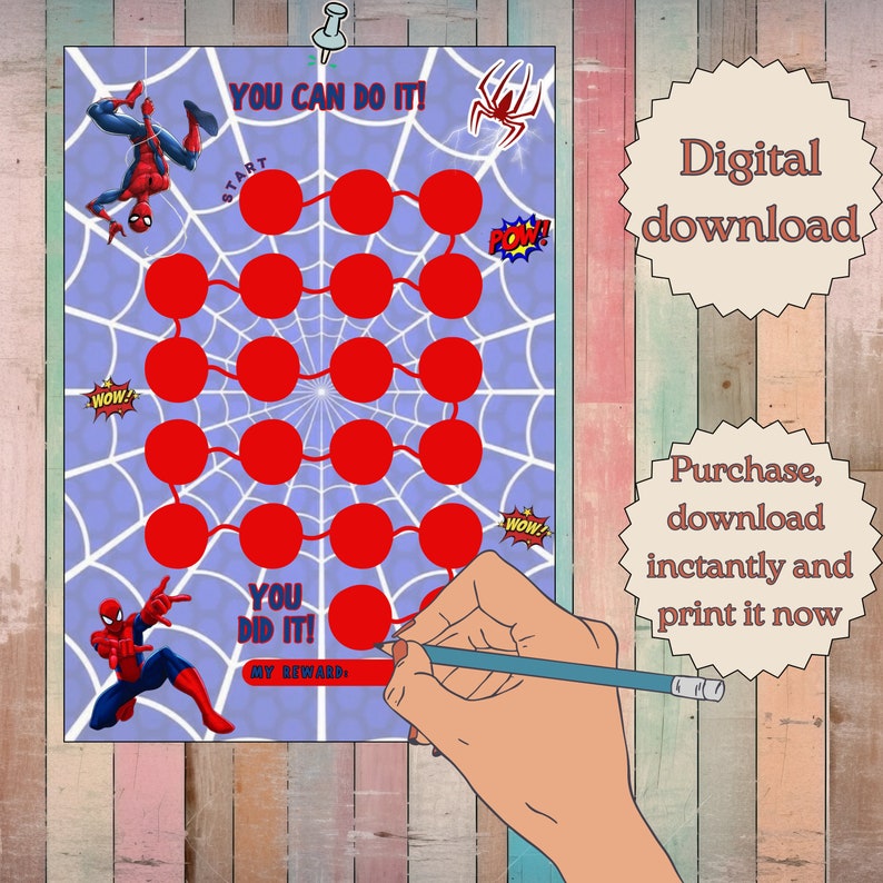 Spider Man Chart Printable Bluey Kids Behavior Chart Instant Download ...