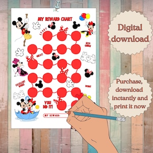 Mickey & Minnie Mouse Reward Chart for Kids Cute Rainbow Reward Chore ...