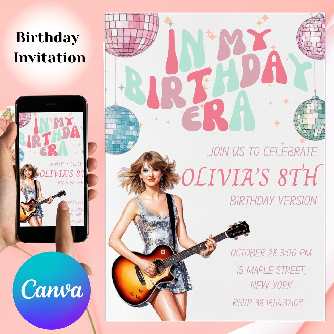 Taylor Swift My Birthday Era Invitation Digital Printable My Birthday ...