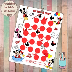 Mickey & Minnie Mouse Reward Chart for Kids Cute Rainbow Reward Chore ...