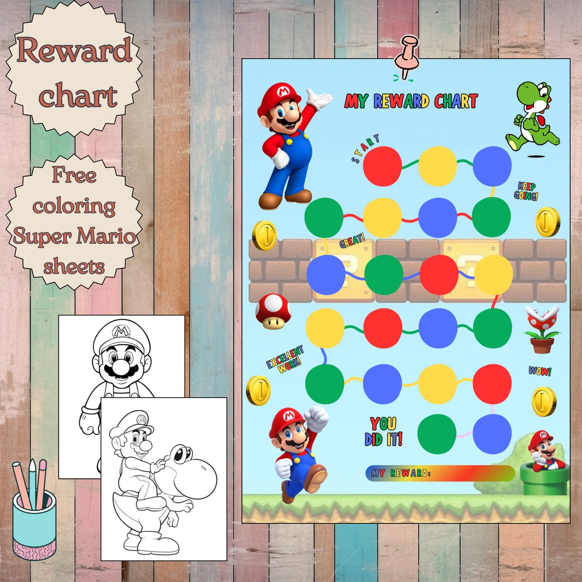 Super Mario Reward Chart for Kids Reward Chore Chart Behavior Chart ...