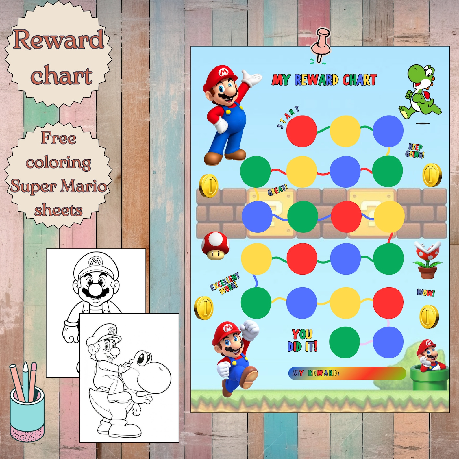 Super Mario Reward Chart for Kids Reward Chore Chart Behavior Chart ...