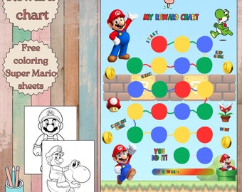 SUPER MARIO Reward Chart Printable Mario Behavior Chart Daily Chore ...