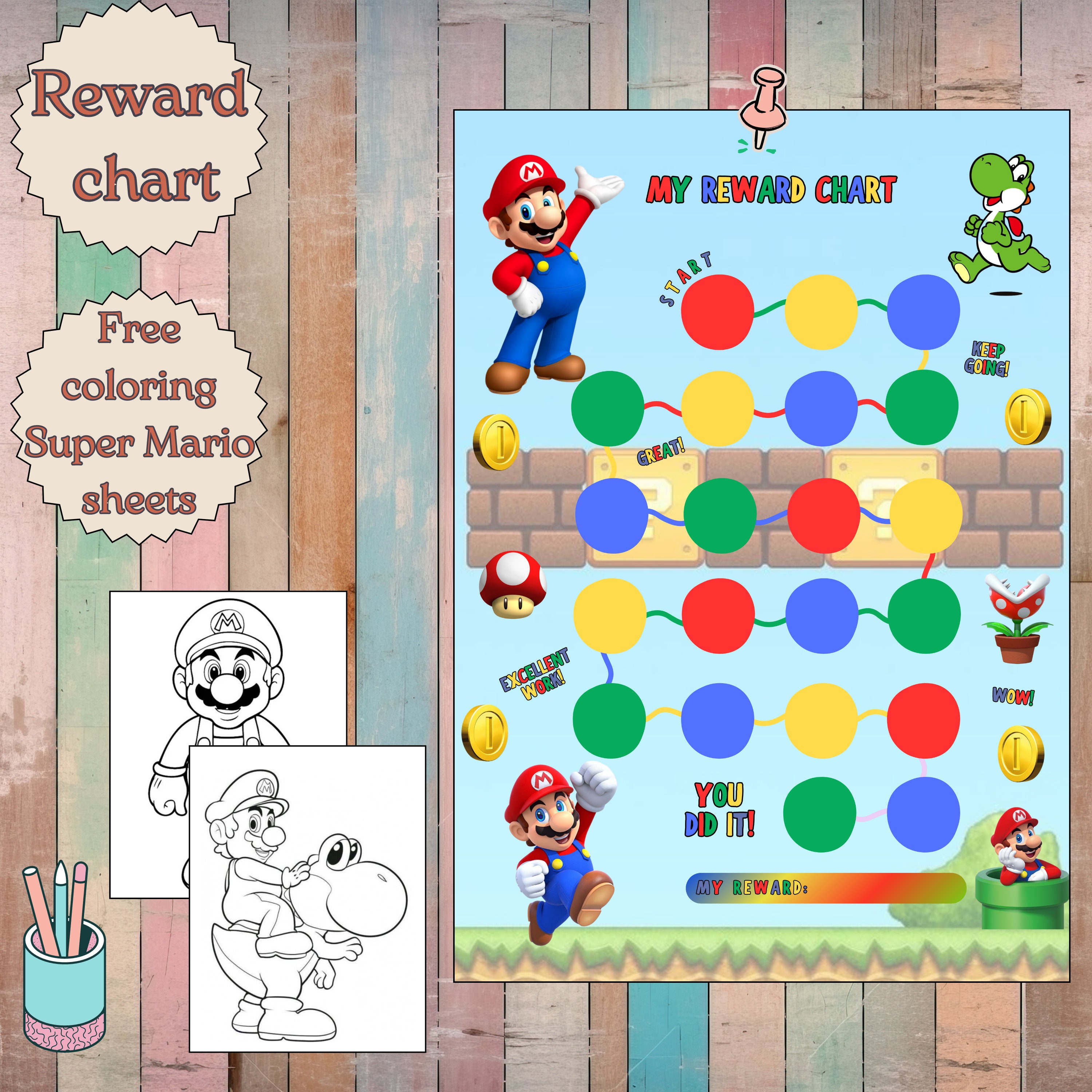 Super Mario Reward Chart for Kids Reward Chore Chart Behavior Chart ...