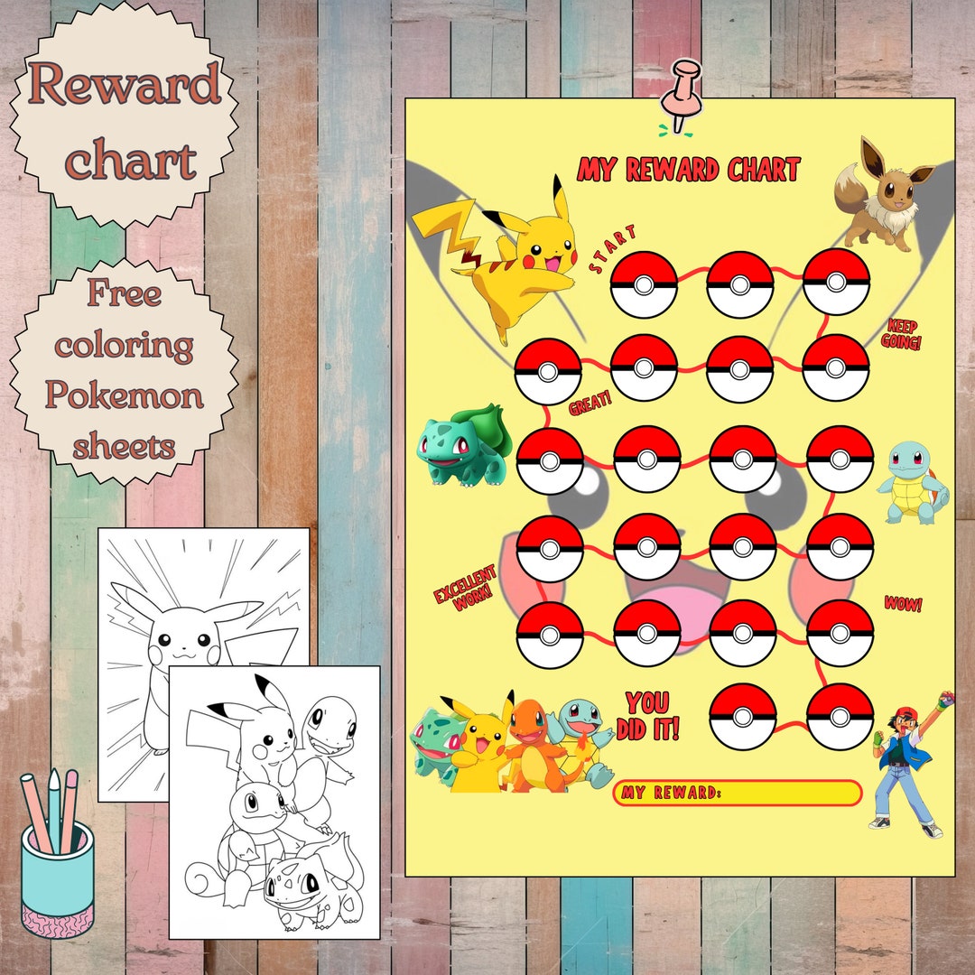 Pokemon Pikachu Reward Chart for Kids Cute Reward Chore Chart Behavior ...