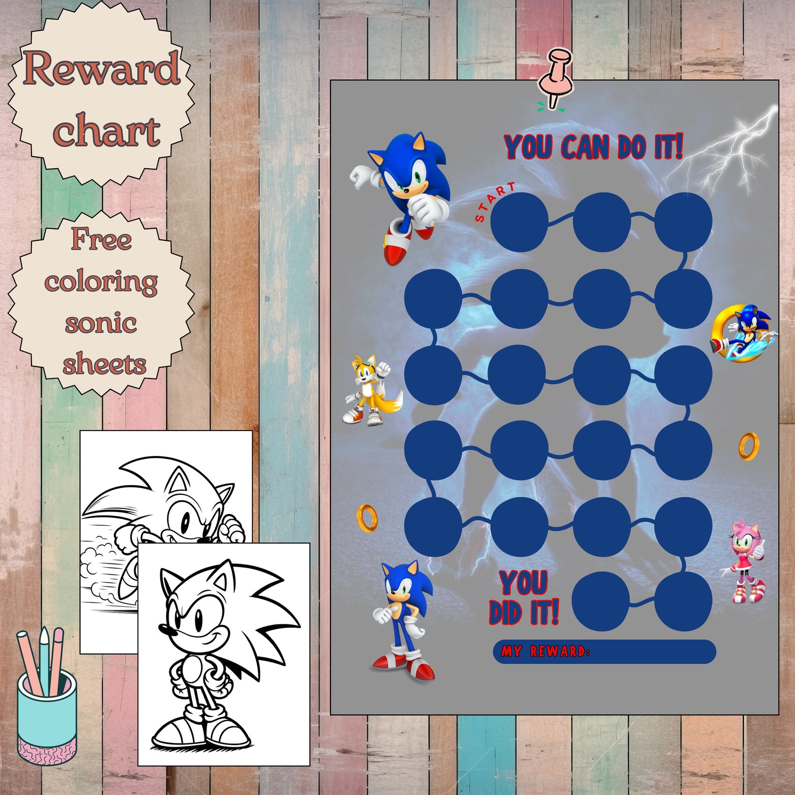 Sonic Reward Chart Printable Sonic Kids Behavior Chart Instant Download ...