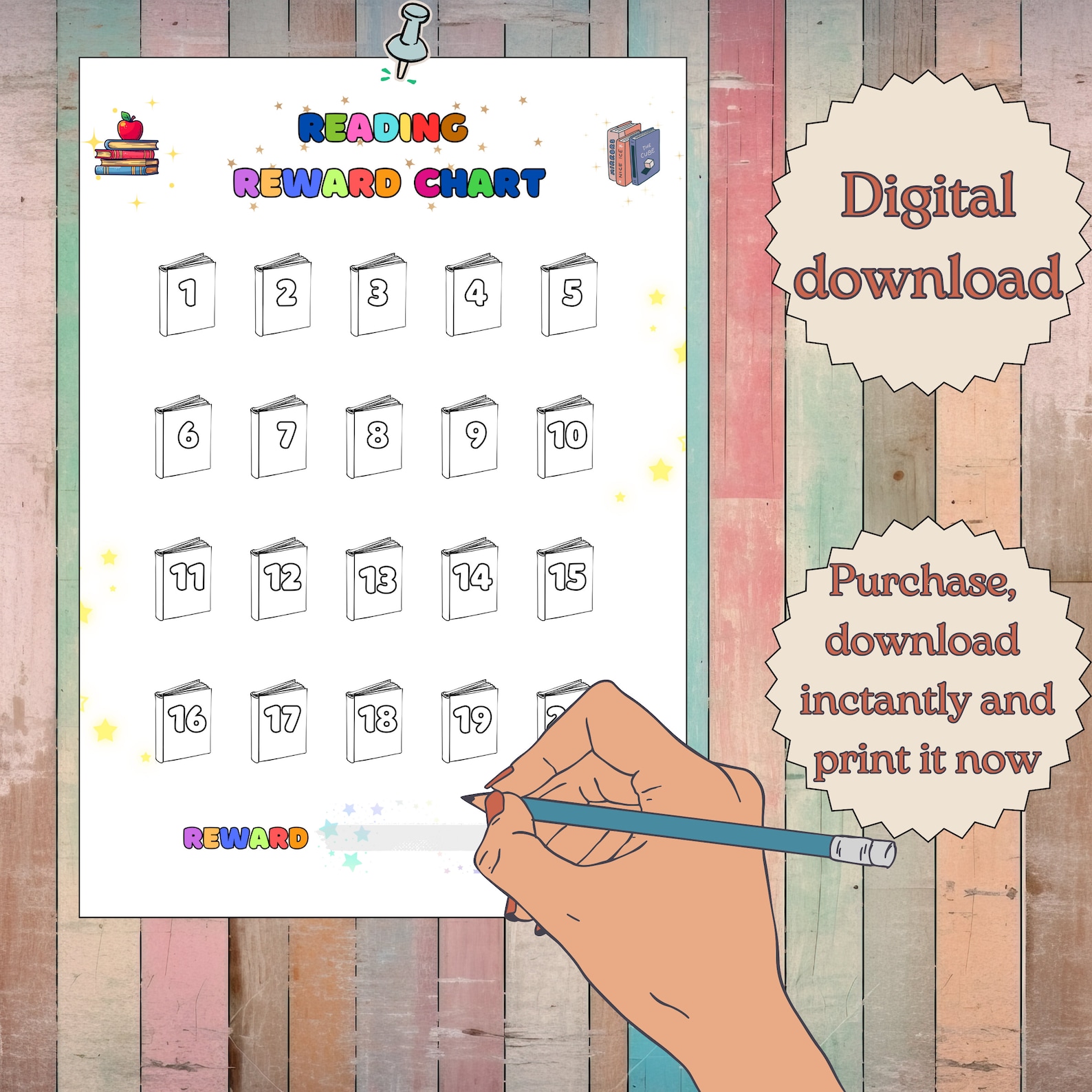 Reading Reward Chart Printable Coloring Reward Chart Kids Reward Chart ...